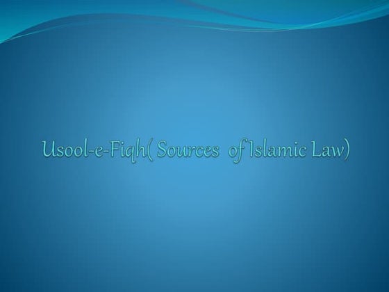 Sources of Islamic Law | PDF