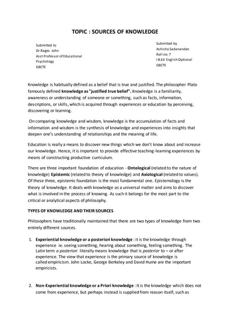 Sources of knowledge | PPTX | Religion & Spirituality