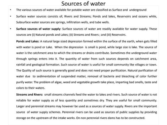 Basics of Water supply and sanitation Engineering | PPTX | Water ...
