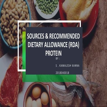 Sources & recommended dietary allowance (RDA) OF PROTEIN | PPTX