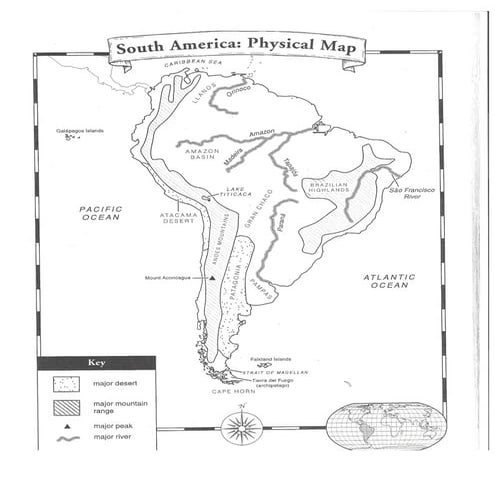South America Physical Map Of Black Line South America Map Black And