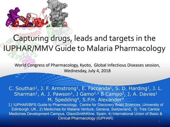 IUPHAR/MMV Guide to Malaria Pharmacology - BioMalPar XV | PDF