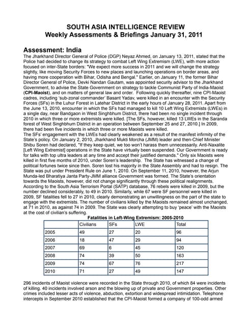 South Asia Weekly Intelligence Report | DOC