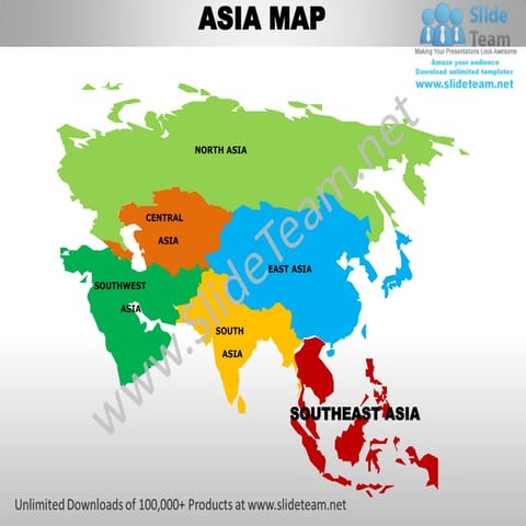 South east asia powerpoint editable continent map with countries ...