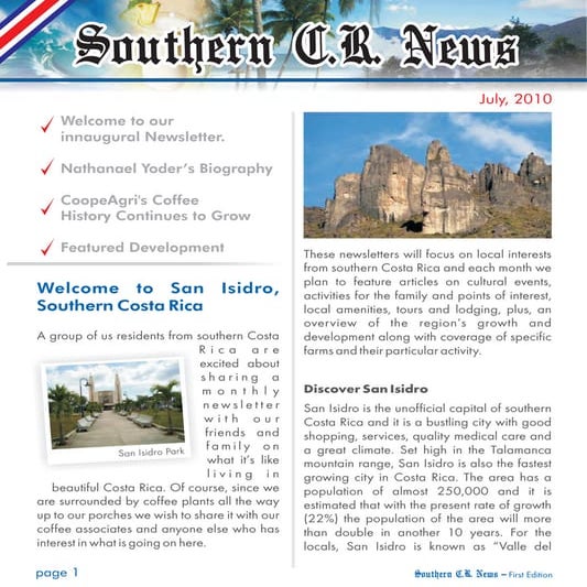 Southern Costa Rica News #1 | PDF