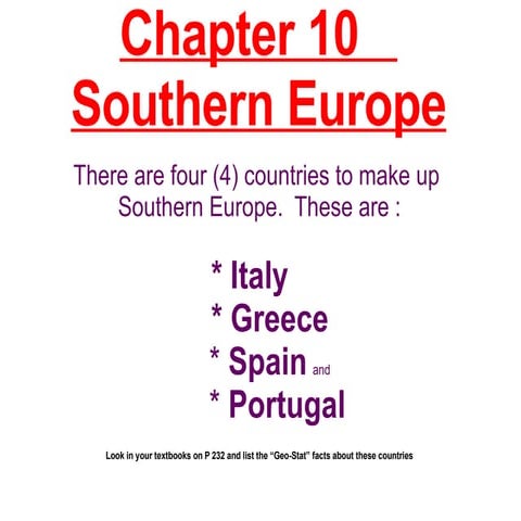 Southern Europe Introduction. | ODP