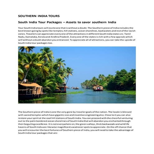 South India Tour Packages | PDF