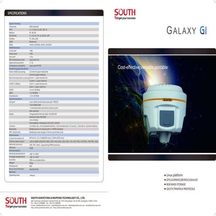 Jual GPS Geodetik South Galaxy G1 RTK GNSS Receiver | PDF