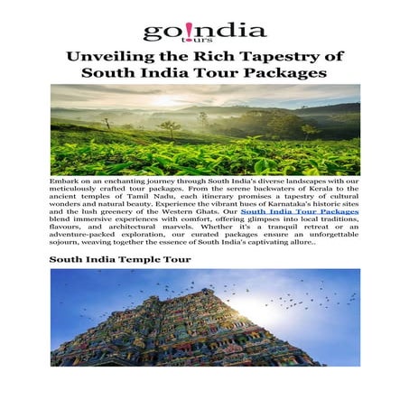 South India Tour Packages from Chennai: Complete Travel Guide to Kerala ...