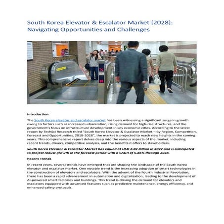 South Korea Elevator & Escalator Market [2028]: Navigating Opportunities and Challenges | PDF