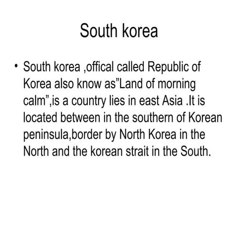 South Korea Presentation - Various Topics | PPTX