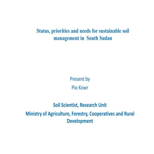 Status, priorities and needs for sustainable soil management in South ...