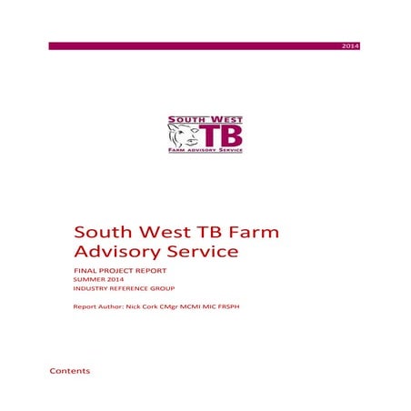 South west tb farm advisory service project final report | PDF