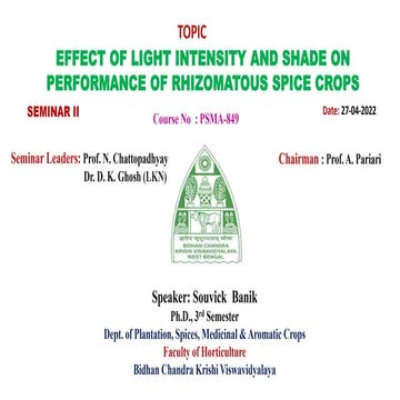 Effect of light intensity and Shade on performance of Rhizomatous Spice ...
