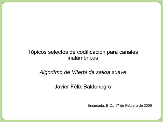 Soft Output Viterbi Algorithm Ppt