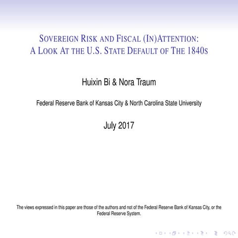 Sovereign risk and fiscal (in)attention a look at the US State default ...