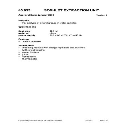 Soxhlet extraction unit | DOC | Home Appliances | Home & Garden
