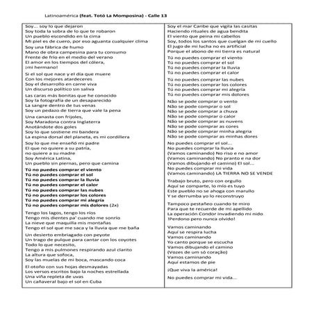 letra de música: Latinoamérica - Calle 13 | PDF