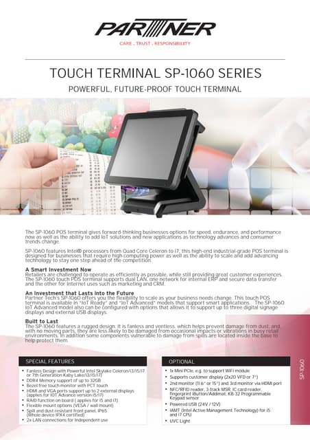 Partner Tech G5 (Grace series) - POS terminal | PDF