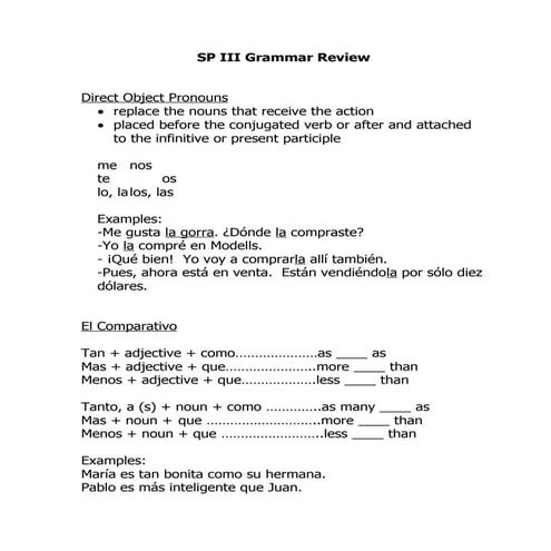 Spanish Grammar Review | DOC