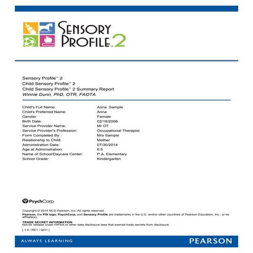 SENSORY PROFILE 2 BY AYRES AAAAAAAAAAAAAA | PDF