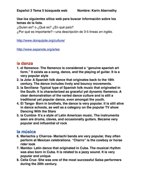 Spanish t5 art webquest | PDF