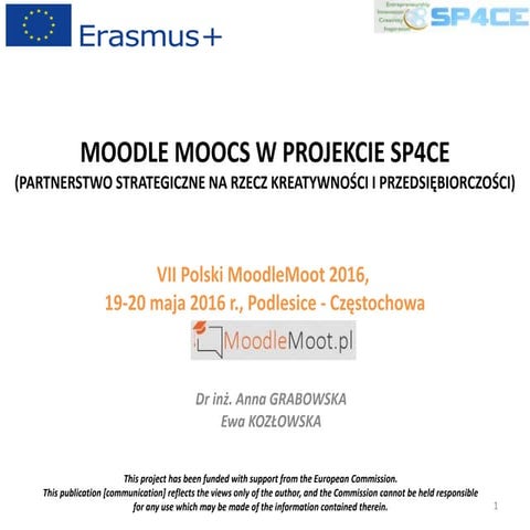 Moodle MOOCS w projekcie SP4CE | PPT