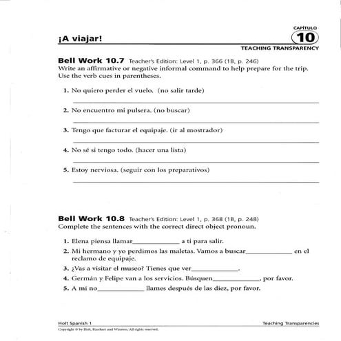 Spa 1 bell work 10 7 & 10-8 | PDF