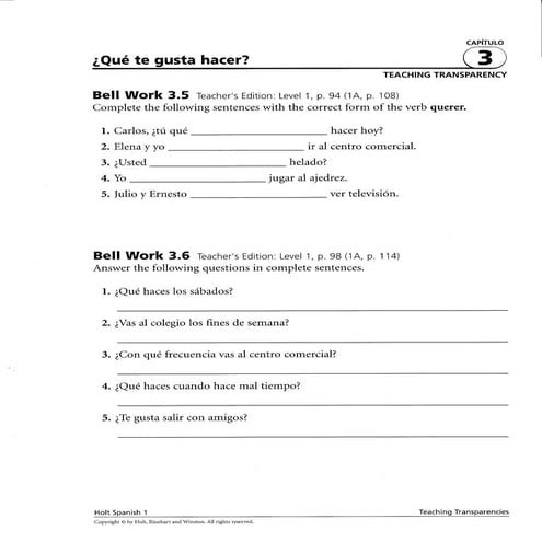 Spa 1 bell work 3 5 & 3-6 | PDF
