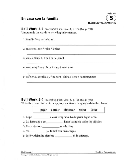 Spa 1 bell work 3 1 & 3-2 | PDF