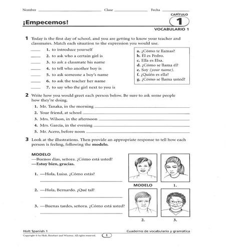 Spa 1 bell work 5 3 & 5-4 | PDF