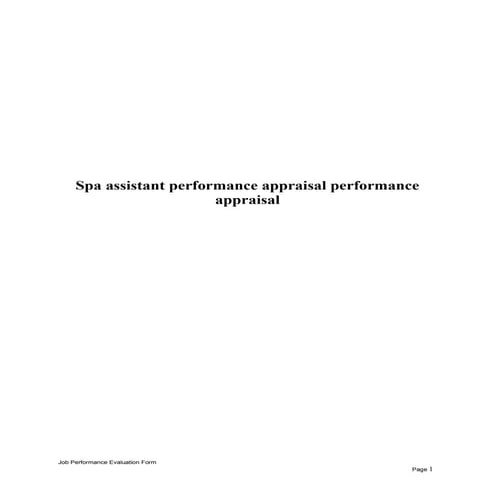Spa assistant performance appraisal performance appraisal | DOC