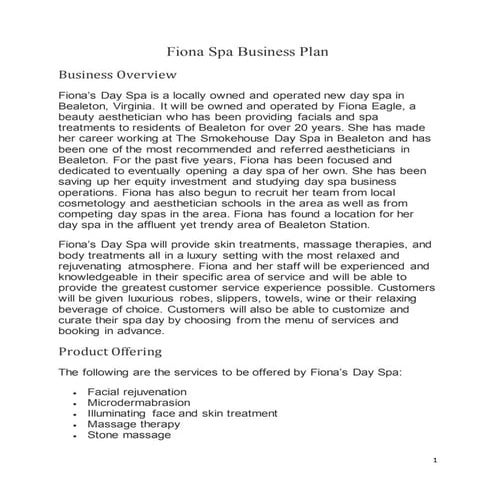 Spa Business Plan.docx | Skin Care | Beauty