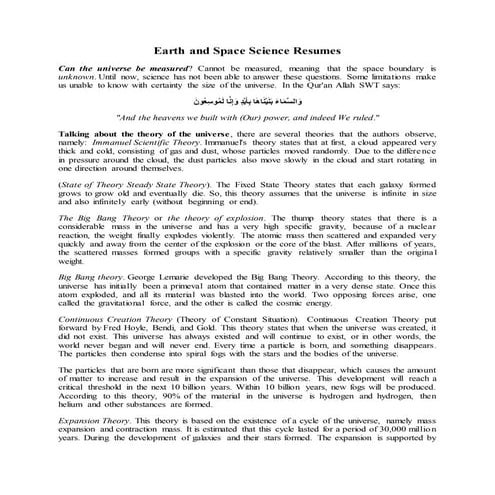 Space and astronomy science resume | DOCX