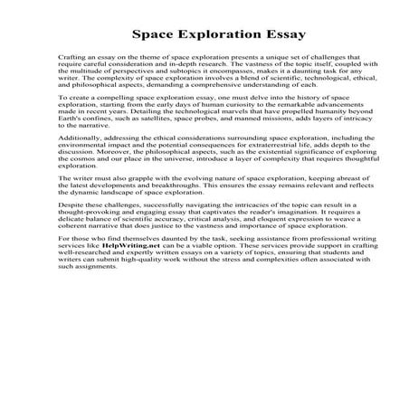 Space Exploration Essay. Central Lakes College | PDF