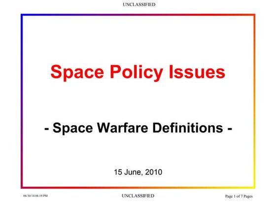Space policy space escalation ladder-unclassified | PPT