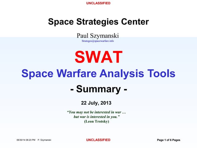 Space policy space escalation ladder-unclassified | PDF