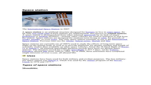 International Space Station Worksheet