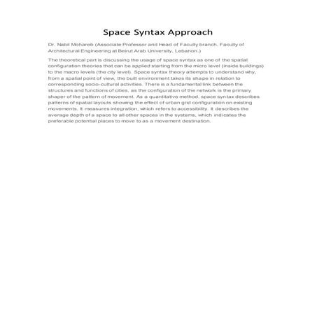 Space syntax approach workshop | DOCX