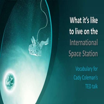 Space Vocabulary for Cady Coleman TED talk | PPT