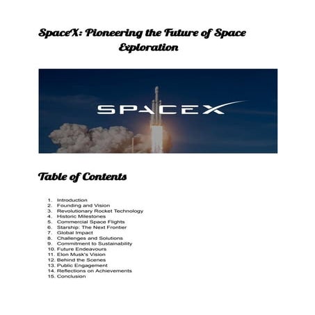 SpaceX: Pioneering the Future of Space Exploration | PDF