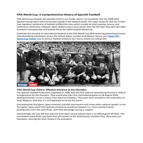 Spain FIFA World Cup A Comprehensive History of Spanish Football.docx ...