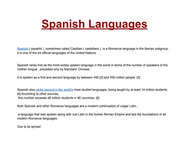 Short history of the spanish language | PPTX