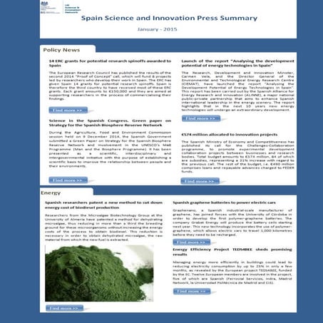 Spain Science and Innovation Press Summary January 2015 | DOCX