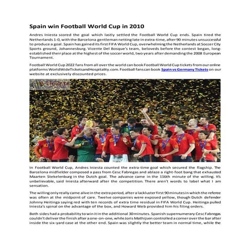 Spain win Football World Cup in 2010 | PDF