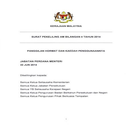 Sp am bil 4 tahun 2014 panggilan hormat dan kaedah pengggunaannya | PDF