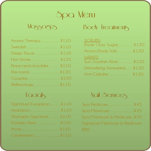 Spa menu | PDF
