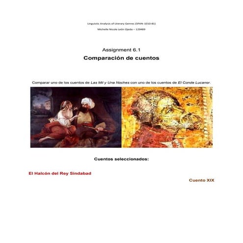 Las Mil Y Una Noches & El Conde Lucanor - Comparación de Cuentos | PDF