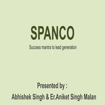 SPANCO | Success mantra to Lead Generation | Selling Process | PPTX