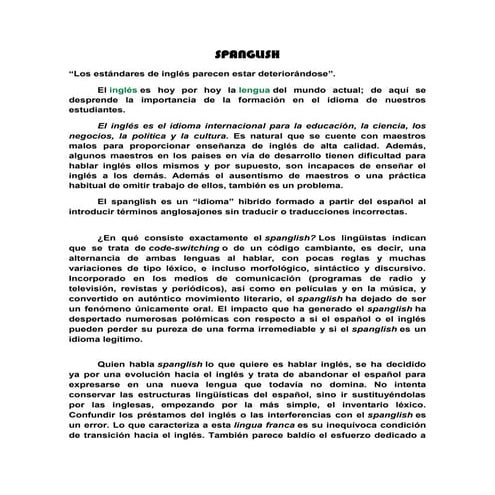 Spanglish didactic unit[1] | PPT